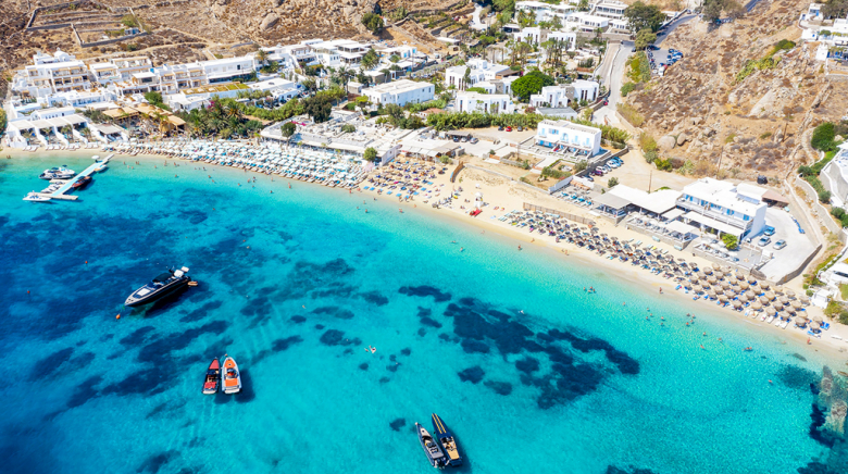Psarou Beach Mykonos - Mykonos Cruises